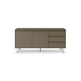 Salesfever Sideboard mit Stauraum Metallbeinen Goldfarben und MDF matt lackiert in Grau | Gr.: onesize