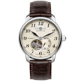 Herren-Automatikuhr LZ127 Graf Zeppelin Silber / Braun | Gr.: onesize