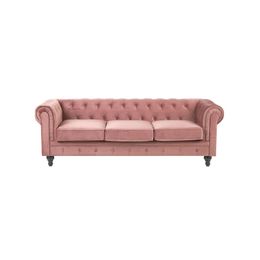 Beliani 3-Sitzer Sofa CHESTERFIELD in Rosa/Schwarz - (W) 202 x (H) 70 x (L) 75 cm | Gr.: onesize