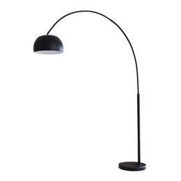 Salesfever Bogenlampe dimmbar mit echtem Marmorfu&szlig; und Lampenschirm &Oslash; 33 cm in Schwarz | Gr.: onesize