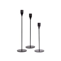Intirilife Kerzenst&auml;nder 3 Set Metall Kerzenhalter f&uuml;r Stabkerzen 33/28/23cm in Schwarz | Gr.: onesize