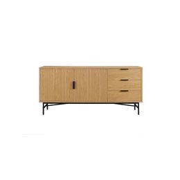 Salesfever Sideboard 160 cm mit Stauraum - Eiche Echtholzfurnier & Metallgestell in Schwarz | Gr.: onesize