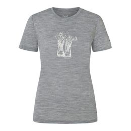 super.natural Merino T-Shirt W FLOWER BOOTS TEE in grau | Gr.: M