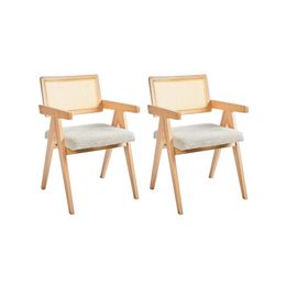 Beliani 2er-Set Esszimmerstuhl AVA in Beige/Braun | Gr.: onesize