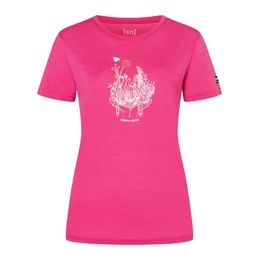 super.natural Merino T-Shirt FLOWERHANDS in Pink | Gr.: xs