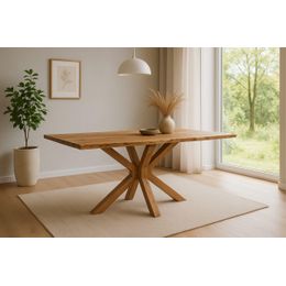 Baumkantentisch 140 x 80 cm Akazie natur Spider-Gestell Holz natur PRAG