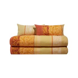 Erwin M&uuml;ller Erwin M&uuml;ller Edel Flanell Bettw&auml;sche Sparpaket 4-teilig in gelb-orange | Gr.: 155x220 cm (40x80 cm)