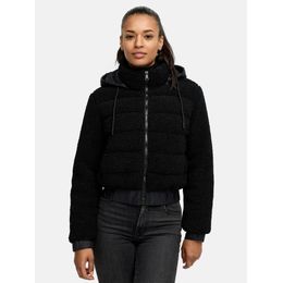 Tazzio &Uuml;bergangsjacke im Teddy-Look mit Kapuze "F804"- in Schwarz | Gr.: S