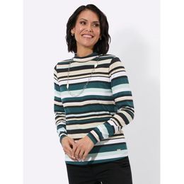 WITT WEIDEN Stehkragen-Shirt in petrol-kalkmint-geringelt | Gr.: 42