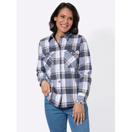 WITT WEIDEN Flanell-Bluse in jeansblau-anthrazit-kariert | Gr.: 36