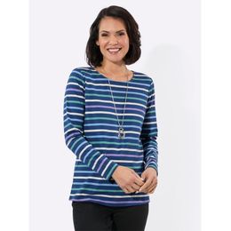 WITT WEIDEN Druck-Shirt in jeansblau-ecru-geringelt | Gr.: 40