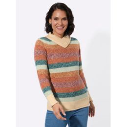 WITT WEIDEN Stehkragen-Pullover in kalkmint-flamingo-geringelt | Gr.: 48