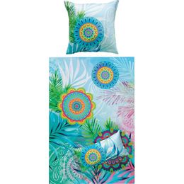 REDBEST Satin Bettw&auml;sche in blau | Gr.: 135x200 cm + 40x80 cm