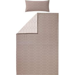 REDBEST Satin Wendebettw&auml;sche in taupe-creme | Gr.: 135x200-cm-plus-40x80-cm