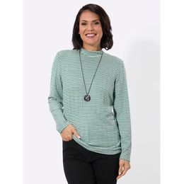 WITT WEIDEN Stehkragen-Shirt in jade-ecru-geringelt | Gr.: 40