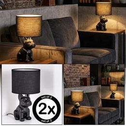 hofstein Harol Tischleuchte 2-er Set Chrom, Schwarz, 1-flammig