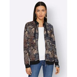 CR&Eacute;ATION L creation L Shirtjacke in schwarz-sand-bedruckt | Gr.: 38