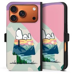 DeinDesign iPhone 17 Pro Handy Klapph&uuml;lle Handyh&uuml;lle aus Kunst Leder schwarz Flip Case Official Licensed Product Peanuts Snoopy Sideflip mit Lasche