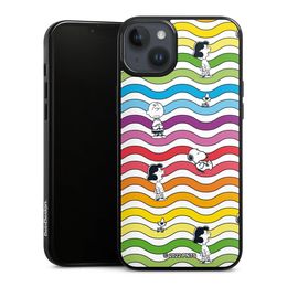DeinDesign iPhone 14 Plus Handy Silikon H&uuml;lle Case schwarz Handyh&uuml;lle Snoopy Muster Peanuts