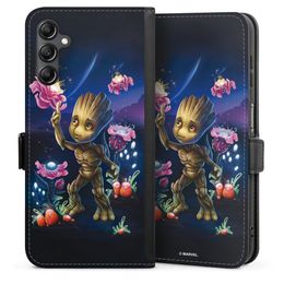 DeinDesign Galaxy A14 5G Handy Klapph&uuml;lle Handyh&uuml;lle aus Kunst Leder schwarz Flip Case Baby Groot Marvel Guardians Of The Galaxy Sideflip mit Lasche