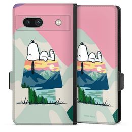 DeinDesign Google Pixel 7a Handy Klapph&uuml;lle Handyh&uuml;lle aus Kunst Leder schwarz Flip Case Official Licensed Product Peanuts Snoopy Sideflip mit Lasche
