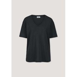hessnatur T-Shirt Oversize aus Leinen und Bio-Baumwolle in schwarz | Gr.: XS