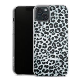 DeinDesign iPhone 15 Plus Handy Silikon H&uuml;lle Case transparent Handyh&uuml;lle Leo Print Fur Animal Look Silikon Case