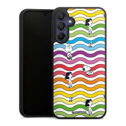 DeinDesign Galaxy A15 Handy Premium Silikon H&uuml;lle Handyh&uuml;lle schwarz Case Snoopy Muster Peanuts Silikon Premium Case