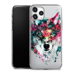 DeinDesign iPhone 11 Pro Handy Slim Case Silikon Handyh&uuml;lle transparent H&uuml;lle extra d&uuml;nn Riza Peker Colourful Wolf Silikon Slim Case