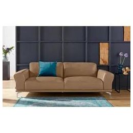 2,5-Sitzer W.Schillig "montanaa", braun (fango z69), B:232cm H:78cm T:94cm, Sofas, mit Metallf&uuml;&szlig;en in Chrom gl&auml;nzend, Breite 232 cm