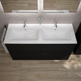 Duravit ME by Starck Doppelwaschtisch, evineo ineo5 evo Unterschrank B: 128 cm, 4 Ausz&uuml;ge, mit Griffmulde,, 233613AA00+BE0717BM,