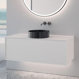 neoro n60 Unterschrank B: 120 cm mit 1 Auszug, Waschtisch schwarz geb&uuml;rstet,, BN0734BB+BN0757WM,