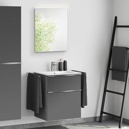 Duravit ME by Starck Waschtisch, evineo ineo4 Unterschrank B: 63 cm, mit Griff, mit Spiegel,, 233663AC00+BE0265AN+BEA009MI,