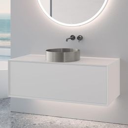 neoro n60 Unterschrank B: 120 cm mit 1 Auszug, Waschtisch edelstahl geb&uuml;rstet,, BN0734BS+BN0757WM,