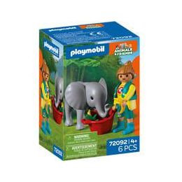 Playmobil 72092 Animals & Friends Zoo: Elefantenbaby und Pflegerin, Konstruktionsspielzeug