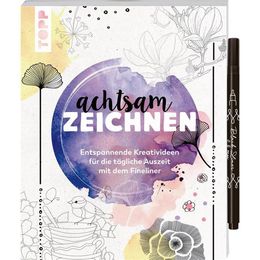 Achtsam zeichnen. Kreativbuch zum Reinzeichnen inkl. Fineliner!