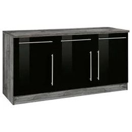 Unterschrank KOCHSTATION "KS-Samos", schwarz (schwarz hochglanz), B:150cm H:85cm T:60cm, Holzwerkstoff, Schr&auml;nke, Unterschrank, Breite 150 cm
