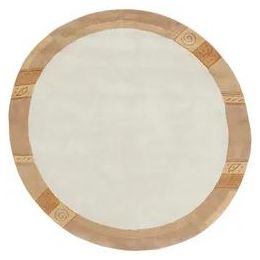 Wollteppich LUXOR living "India" Gr. 9, beige, H:20mm &Oslash;:150cm, Wolle, Teppiche, reine Wolle, handgekn&uuml;pft, mit Bord&uuml;re