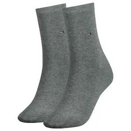 Socken Tommy Hilfiger "TH WOMEN SOCK CASUAL 2P", Damen, Gr. 35-38, grau (middle grau melange), Baumwollmischung, Elasthan, Polyamid, elastisch, Socken Socken, mit flacher Zehennaht