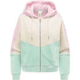 Sweatjacke Ragwear "Sweatjacke Queny Sweat Cordy", Damen, Gr. M, gr&uuml;n (mint), Obermaterial: 76% Baumwolle CO. 20% Polyester PES. 4% Elasthan EL., Sweatjacken Sweatjacke