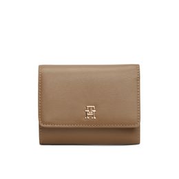Geldb&ouml;rse Tommy Hilfiger "TH ICON TRIFOLD", Damen, taupe, Lederimitat, Kleinlederwaren Geldb&ouml;rse, Damen Geldbeutel, Portemonnaie mit TH-Logo