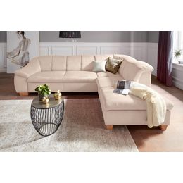 Sit & More Ecksofa SIT & MORE "Santo L-Form", beige (creme), B:272cm H:82cm T:206cm, Sofas, Ecksofa, mit Federkern, wahlweise mit Bettfunktion und Stauraum