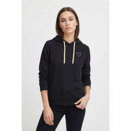 Kapuzensweatshirt Only CARMAKOMA "CARNOLI L/S HEART HOOD SWT NOOS", Damen, Gr. XL, schwarz detail:gold string, heart emb, Sweatware, Obermaterial: 60% Baumwolle, 40% Polyester, unifarben, regular fit normal, ohne Ausschnitt, Rippb&uuml;ndchen, Sweatshirts Kapuzensweatshirt