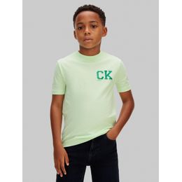 T-Shirt Calvin Klein Jeans, M&auml;dchen, Gr. 14 (164), patina gr&uuml;n, Single Jersey, Obermaterial: 100% Baumwolle, unifarben, regular fit normal, Rundhals, eingesetzt abgesteppte Kante, Shirts T-Shirt, Regular fit f&uuml;r Kinder