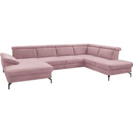 Sit & More Wohnlandschaft SIT & MORE "Scorpio U-Form", rosa (altrosa), B:353cm H:85cm T:236cm, Sofas, Wohnlandschaft, inklusive Sitztiefenverstellung, mit Kopf- und Armteilverstellung