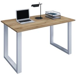 Schreibtisch Vcm "Schreibtisch B&uuml;rotisch Computertisch 140x80 Lona U", braun (silber, honig, eiche), B:140cm T:80cm, Tische, Schreibtisch