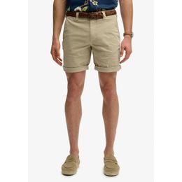 Chinoshorts Superdry "UTILITY CHINO SHORT", Damen, Gr. 32, N-Gr, overcast beige, Web, Obermaterial: 98% Baumwolle, 2% Elasthan, unifarben, relaxed fit knielang, Hosen Chinoshorts