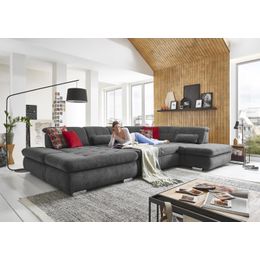 Wohnlandschaft DIE PLANBAR "MP-IN17004 U-Form, Breite 382 cm", grau (anthrazit), B:382cm H:84cm T:124cm, 100% Polyester, Sofas, Wohnlandschaft, Federkern-Polsterung, wahlweise mit Funktionen