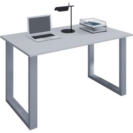 Schreibtisch Vcm "Schreibtisch B&uuml;rotisch Computertisch 140x80 Lona U", grau (silber, grau), B:140cm T:80cm, Tische, Schreibtisch