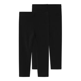 Caprileggings name it "NKFVIVIAN 2P CAPRI LEGGING F NOOS", M&auml;dchen, Gr. 86/92, N-Gr, schwarz pack:schwarz, Jersey, Obermaterial: 95% Baumwolle, 5% Elasthan, unifarben, regular fit wadenlang, Hosen Caprileggings, Baumwollmischung, Stretch, wadenlang